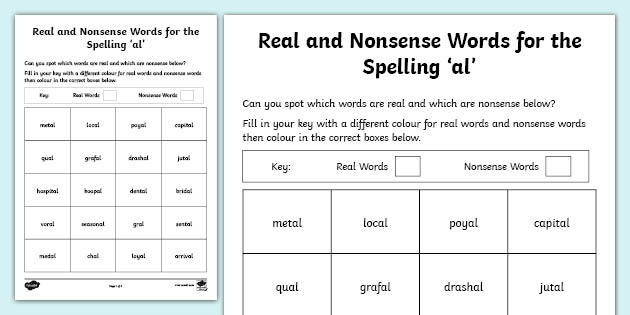 'al' Colour by Spelling Real and Nonsense Words