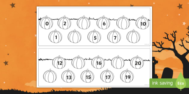Halloween Themed Missing numbers to 20 Worksheet / Worksheet