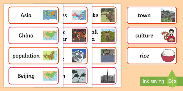 Let's Go to China Word Cards (teacher made)