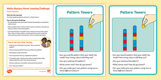 👉 EYFS Maths Mastery Patterns Home Learning: Building Towers