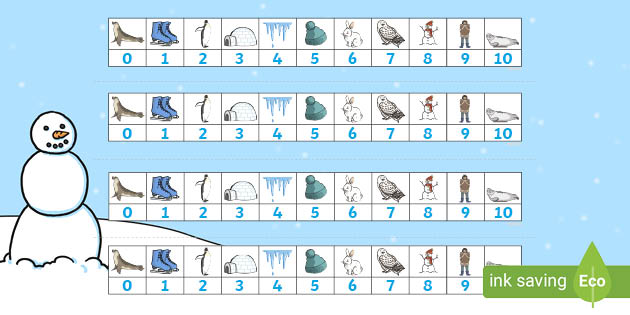 Numbers 0-10 Number Track (Winter) (teacher made)
