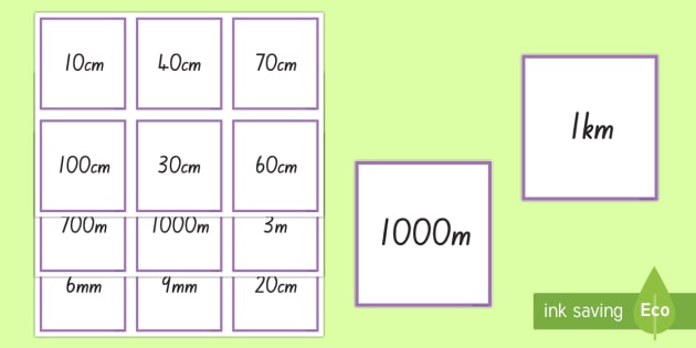 Length and Distance Equivalents Matching Cards