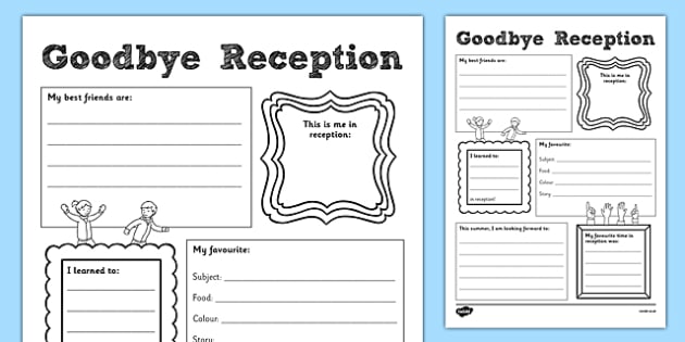 Goodbye Reception Writing Frame - goodbye, reception, writing frame ...