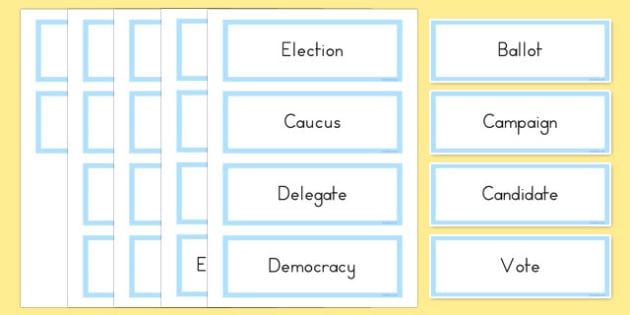 United States Election Vocabulary Word Cards (teacher made)