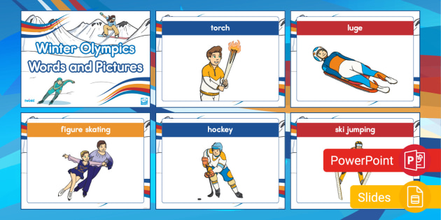 Winter Olympics Words and Pictures PowerPoint & Google Slides