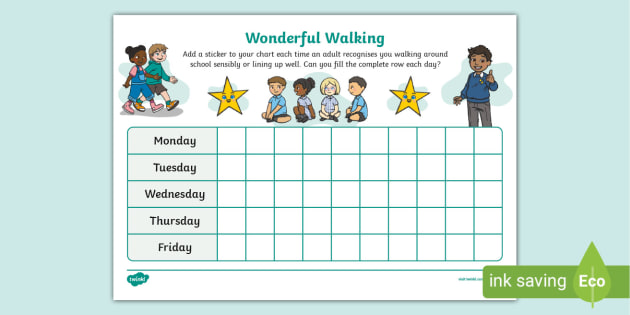 * NEW * Wonderful Walking Reward Chart,Walking Around School
