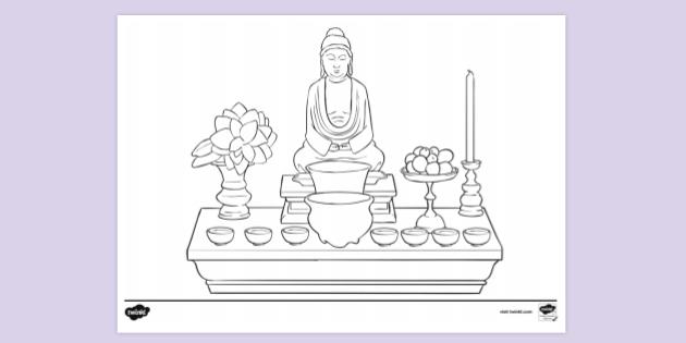 FREE! - Buddhist Shrine Puja Colouring Sheet | Colouring Sheets