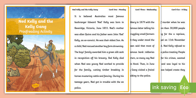 Ned Kelly and the Kelly Gang Proofreading Activity