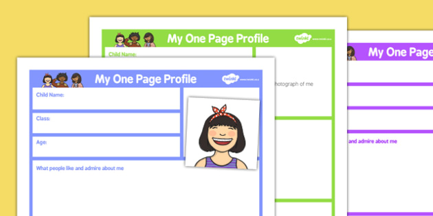 My One Page Profile General (teacher made)