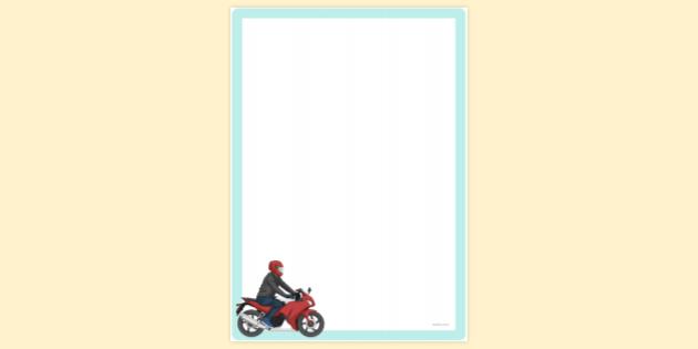 FREE! - Simple Blank Motorbike Rider Page Border | Twinkl