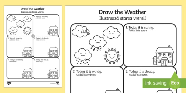 Draw the Weather Worksheet / Worksheet English/Romanian - Draw the Weather