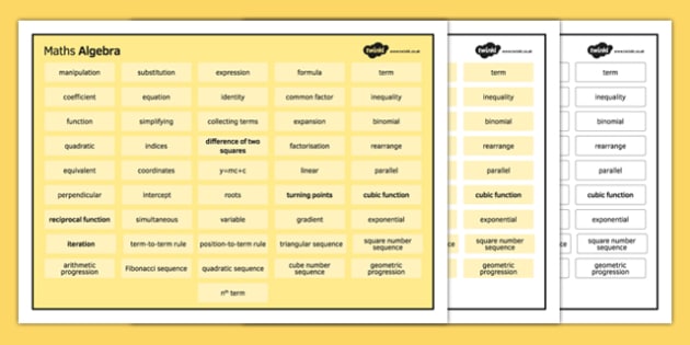 KS4 Maths Word Mat Algebra
