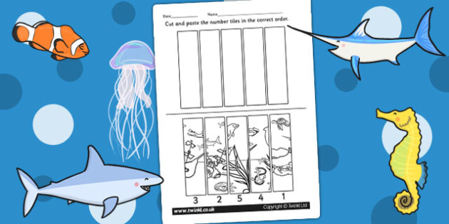 Under the Sea Themed Number Sequencing Puzzle