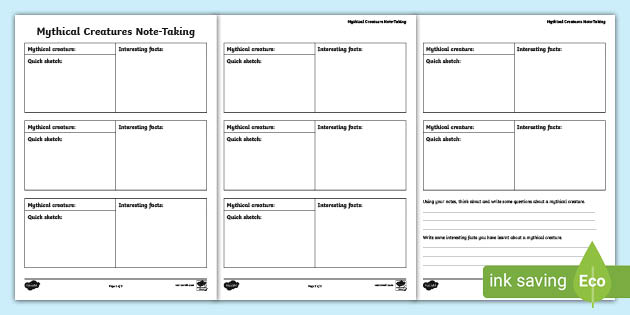 Scottish Myths and Legends Mythical Creatures Note-Taking