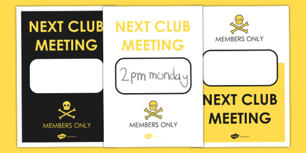 Next Club Meeting Date Poster (teacher made)