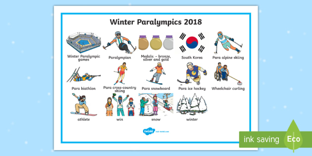 Winter Paralympics SEN Word Mat (teacher made)