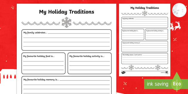 My Holiday Traditions Worksheets