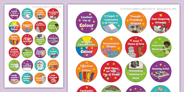 Visual Arts Elements Stickers (teacher made)