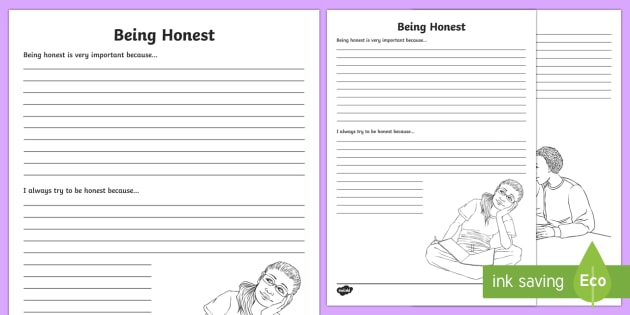 Being Honest Reflection Writing Template (teacher made)