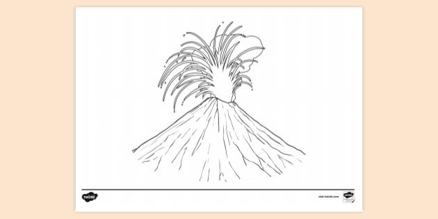 FREE! - Illustrated Volcano Colouring Sheet | Twinkl Resources