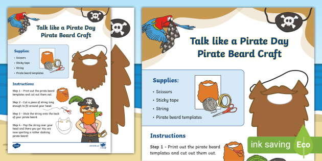 FREE! - Pirate Beard Craft Activity- Talk like a Pirate Day Craft
