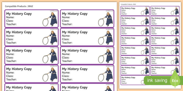 Pupil History Copybook Labels-Irish