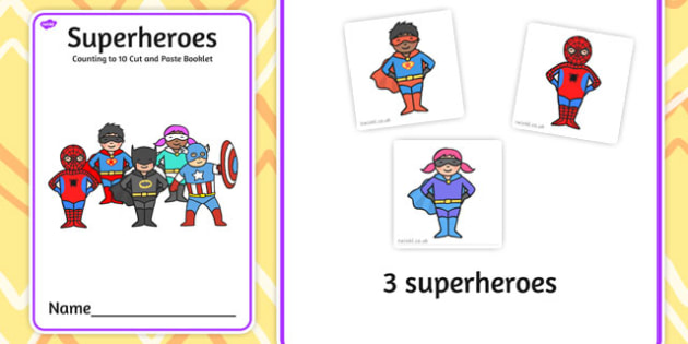 Superheroes Counting to 10 Cut and Paste booklet - cutting
