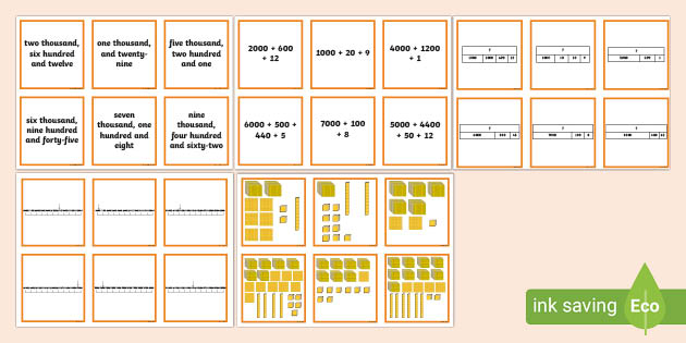 Four-Digit Different Representation Matching Cards