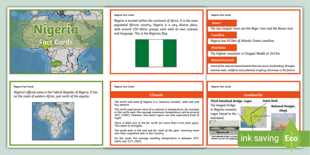 FREE! - KS2 Nigeria Fact Cards (Teacher-Made)