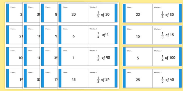 Fractions Of a Number Loop Cards - fractions of a number, fraction, loop