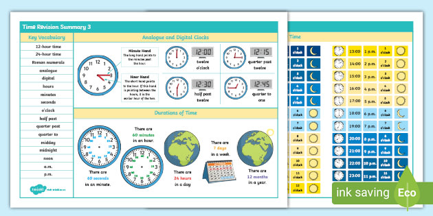 Time Revision Summary 3 (teacher made)