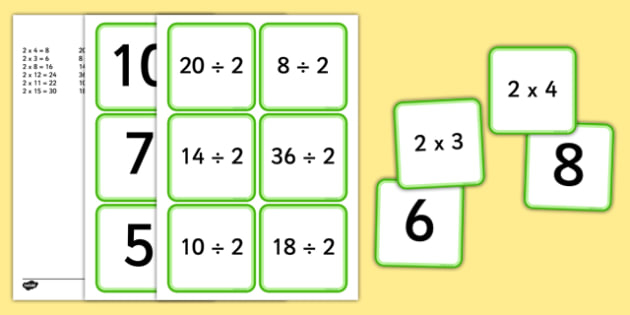 Multiplication and Division 2 Times Table Matching Cards