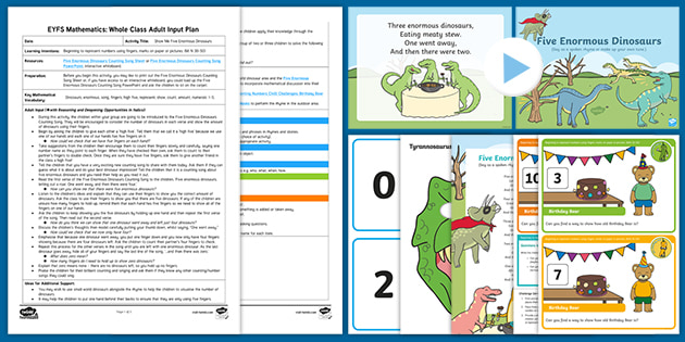 EYFS Maths: Representing Numbers Show Me Five Enormous Dinosaurs Whole ...