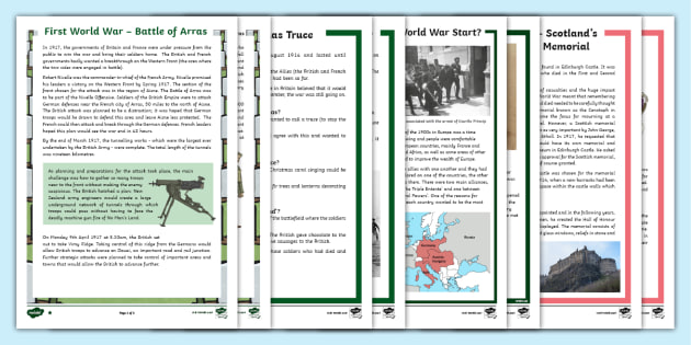 First World War Differentiated Reading Comprehension Resource Pack