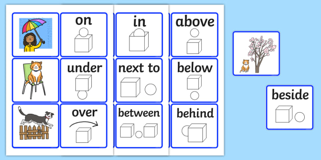 Preposition Matching Picture Cards Sen Visual Aid Position