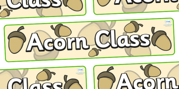 Acorn Themed Classroom Display Banner