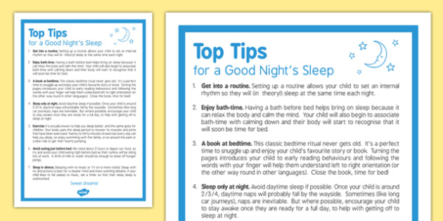 Top Tips for a Good Night's Sleep Children (teacher made)