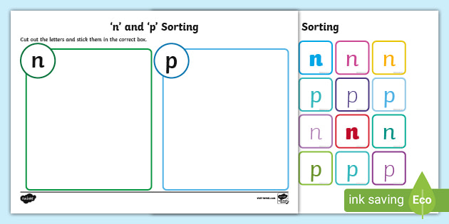 Lowercase n and p Confusing Letter Sort Activity