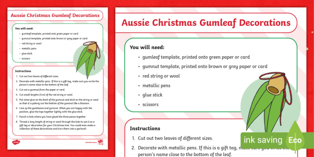 Aussie Christmas Gumleaf Decorations