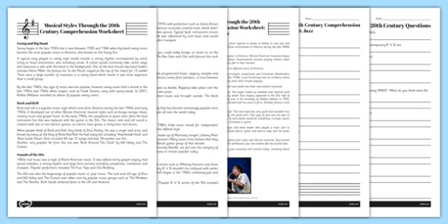 Musical Genres Reading Comprehension Activity