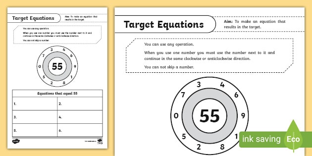 Writing Equations for a Target (Teacher-Made)