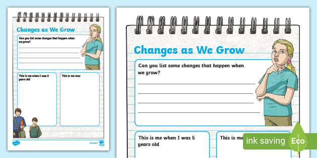 Changes as We Grow Writing Template