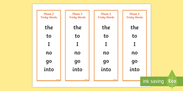 Middle East Phase 2 Tricky Words Bookmarks (teacher made)