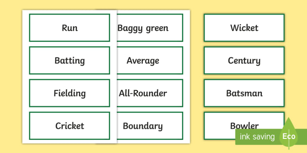 Cricket Word Cards (Teacher-Made)