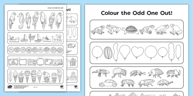 Colour the Odd One Out Activity Sheets (teacher made)