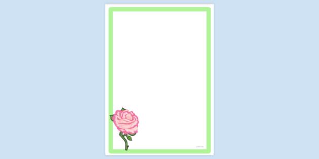 FREE! - Green And Pink Rose Border Template - English