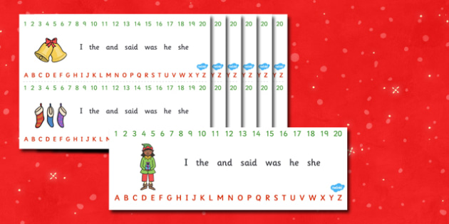 FREE! - Combined Alphabet and Number Strips (Christmas)