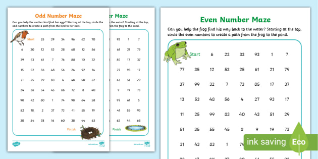 👉 Odd and Even Number Mazes (teacher made)