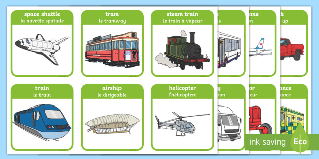 Transport Flashcards English/French - Transport Flash Cards