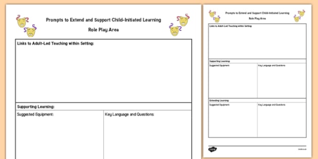 Role Play Area | Adult Support Prompt Sheet Template